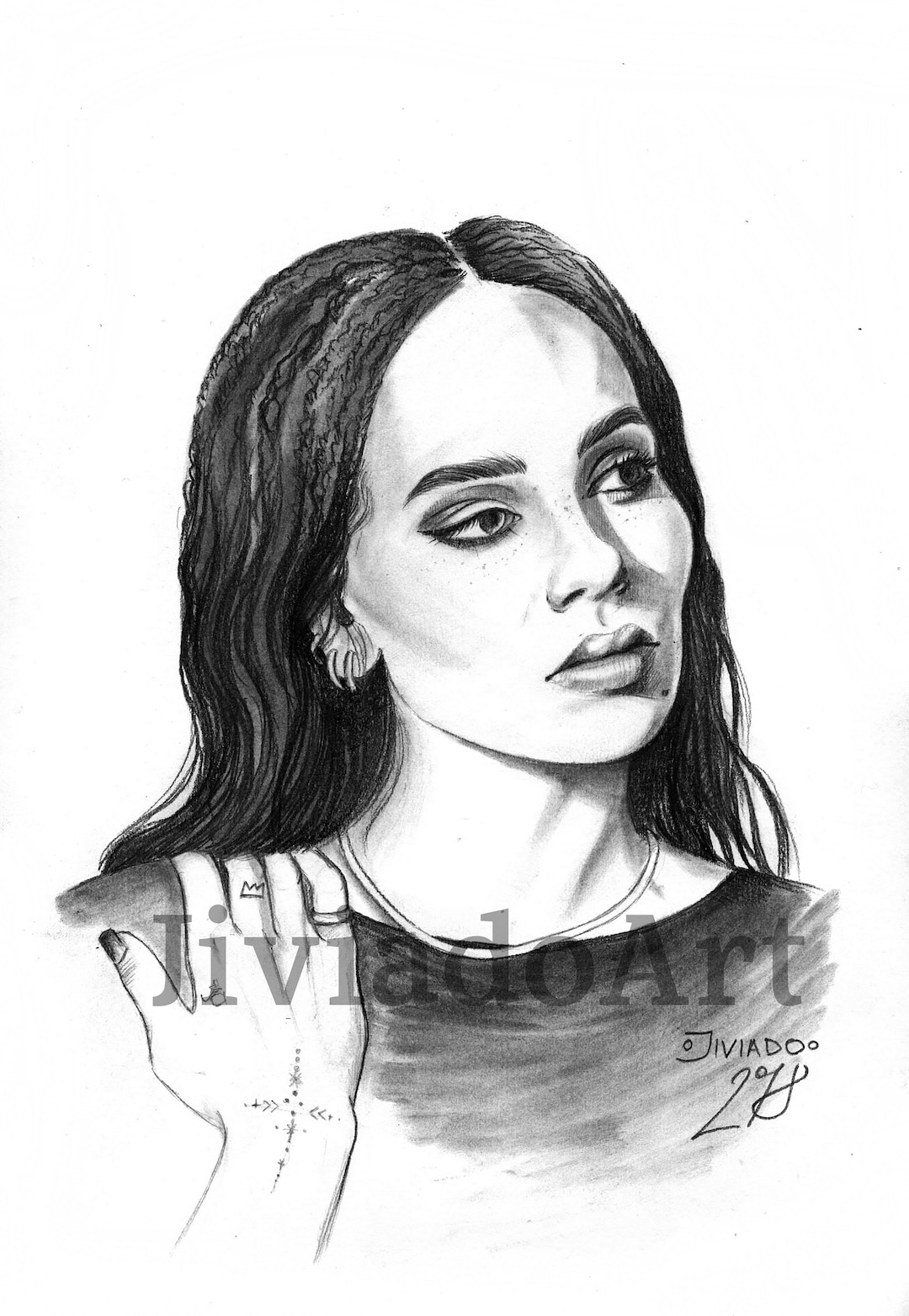 ORIGINAL PORTRAIT Zoe Limited Edition Pencil Hand Drawing Fine Art Home ...