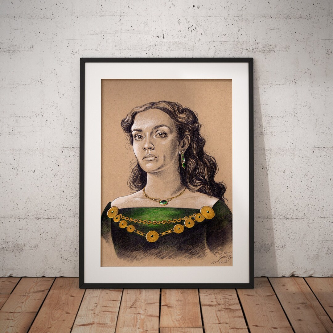 POSTER Green Queen in Chains Portrait - Pencil Realistic Hand Drawing ...