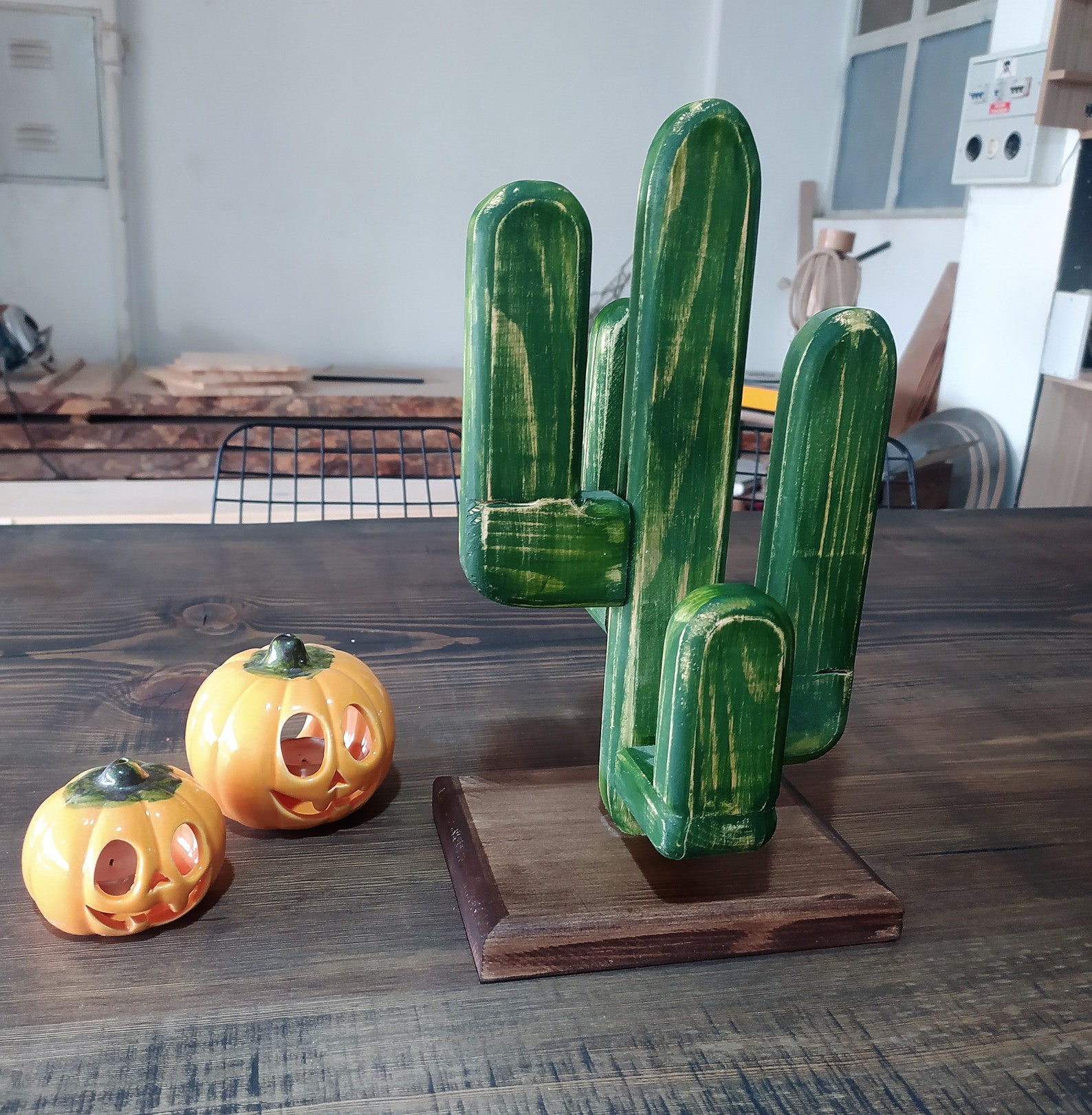 Rustic cactus decor wooden cactus tiered shelf sitter for | Etsy