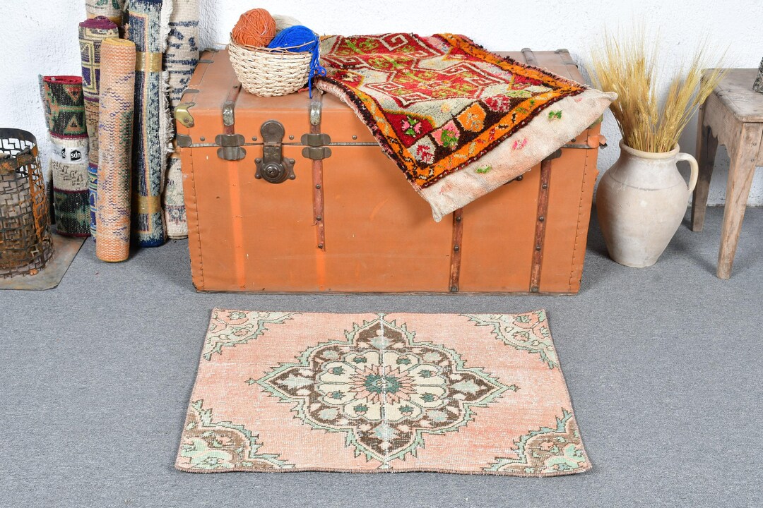 Vintage Turkish Rug, Handwoven Small Rug, 2x3 Ft, 60x81 Cm, Colorful ...