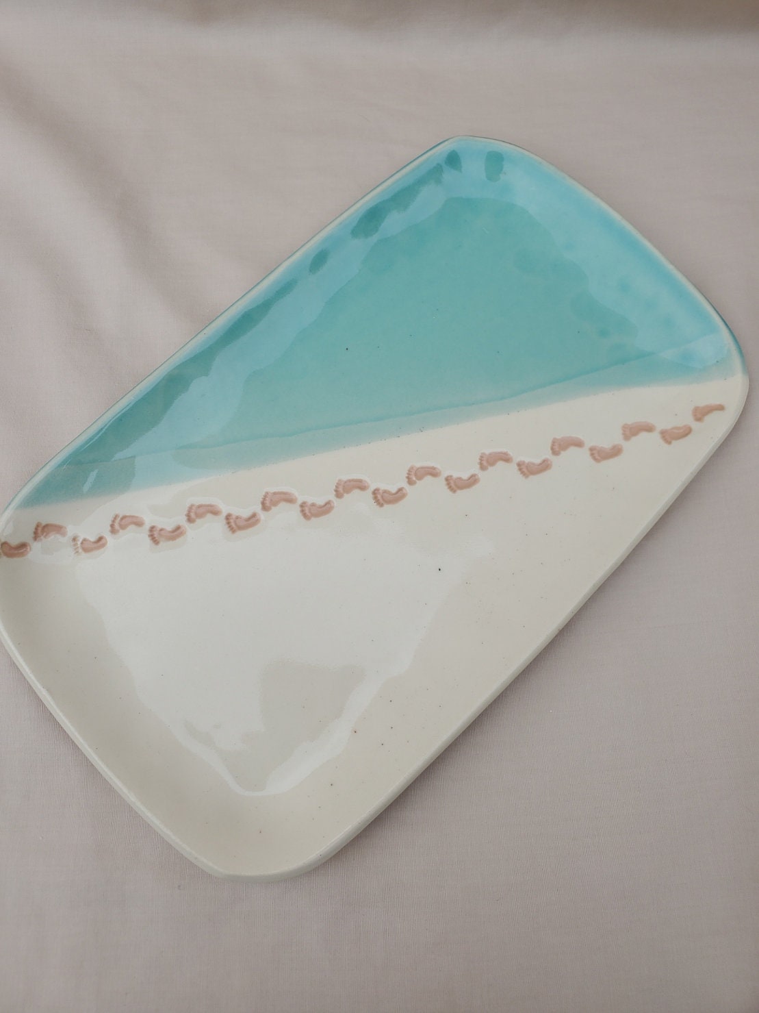 Ceramic Serving Dish Footprints in the Sand Pottery Serving - Etsy