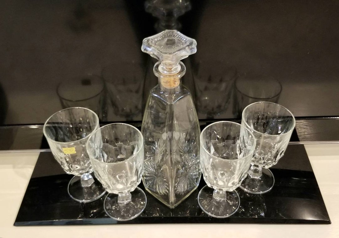 Whiskey Decanter Set, Crystal Cut Glass Vodka Brandy Liqueur Cognac ...