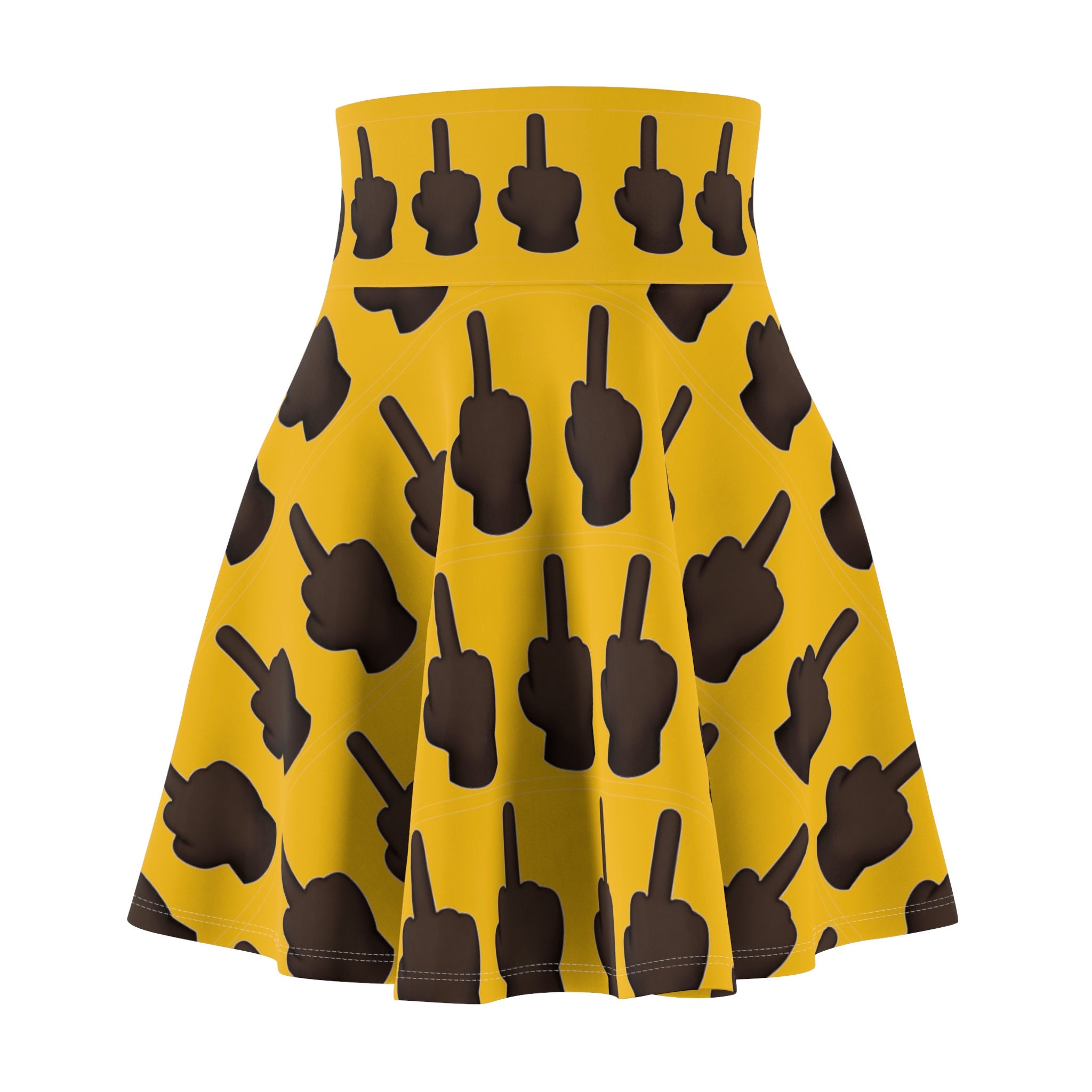 Black Middle Finger Emoji Women's Mustard Skater Skirt - Etsy