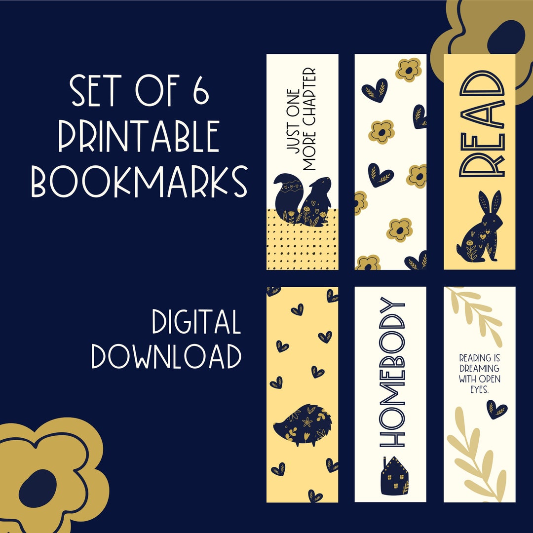 Scandinavian Folk Art Style Digital Bookmarks, Set of 6 Digital ...