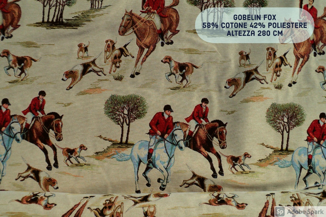 Gobelin Furnishing Fabric With Vintage Pattern "fox Hunt" - Price per ...