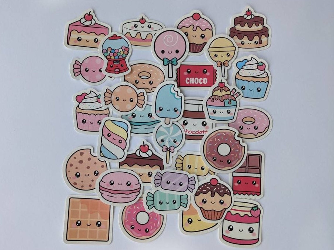 Kawaii Sweet Treat Food Stickers | Fun Foods | Set of 35 | G1194 - Etsy