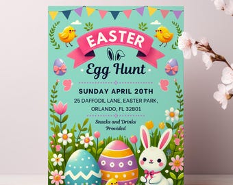 Editable Easter Egg Hunt Invitation | Canva Template | Printable Spring ...