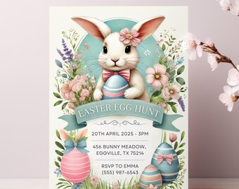 Editable Easter Egg Hunt Invitation | Canva Template | Printable Spring ...