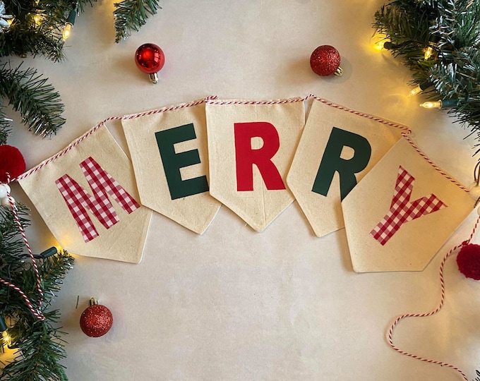 Merry Christmas Bunting - Etsy