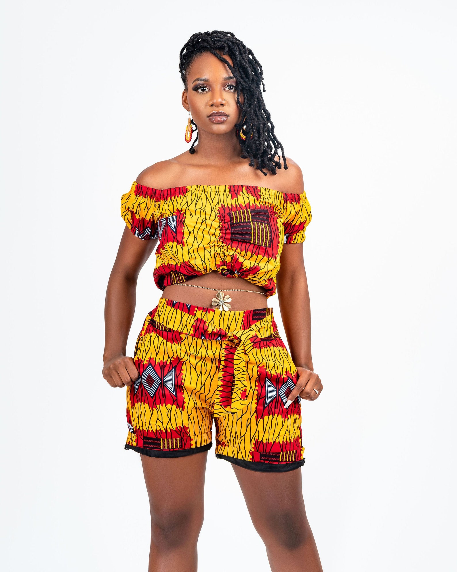 Ankara Off Shoulder Crop Top And Shorts Ankara Two Piece Etsy