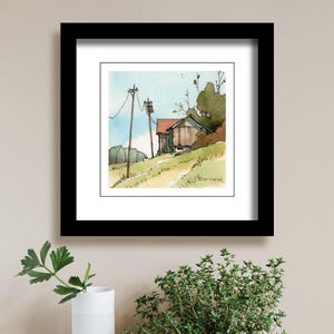 Farm and Barn Scene Coloring Page, Original by Peter Sheeler ...