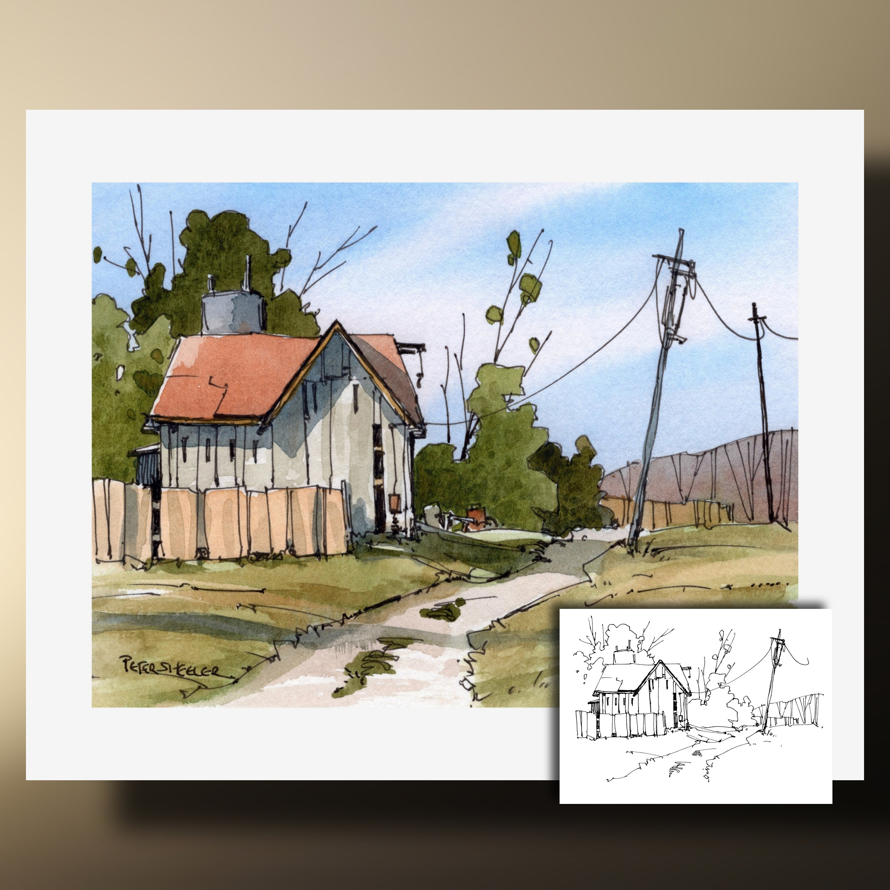 Paint Along Coloring Page, Fine Art Wall Print and Greeting Card ...