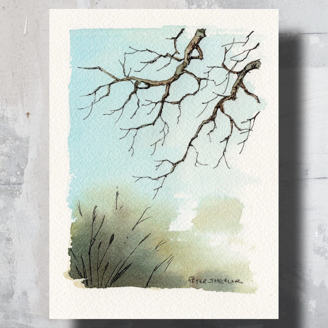 Paint Along Trees and Branches Coloring Page, Watercolor Fine Art Wall ...