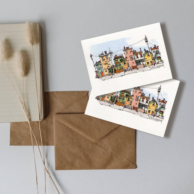 Paint Along City Street Coloring Page, Watercolor Fine Art Wall Print ...