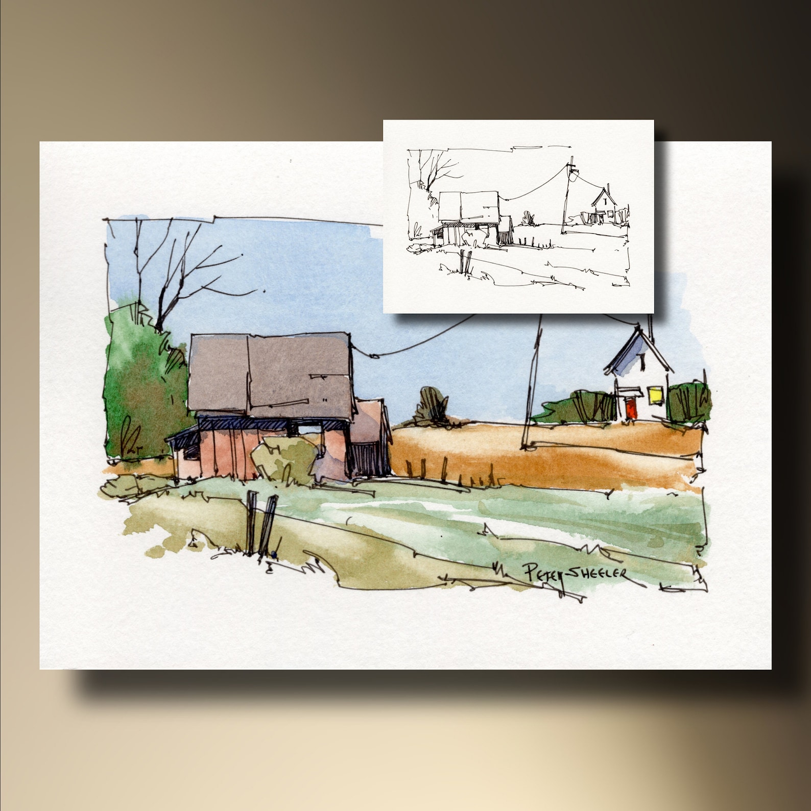 Paint Along Coloring Page, Fine Art Wall Print and Greeting Card ...