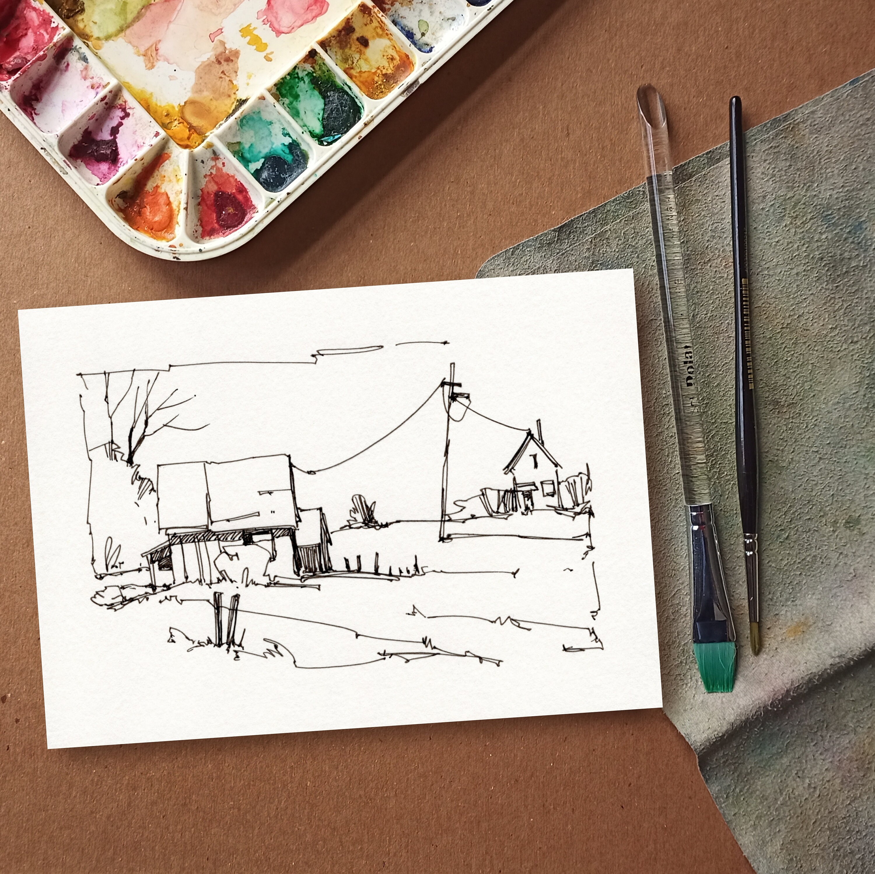 Paint Along Coloring Page, Fine Art Wall Print and Greeting Card ...