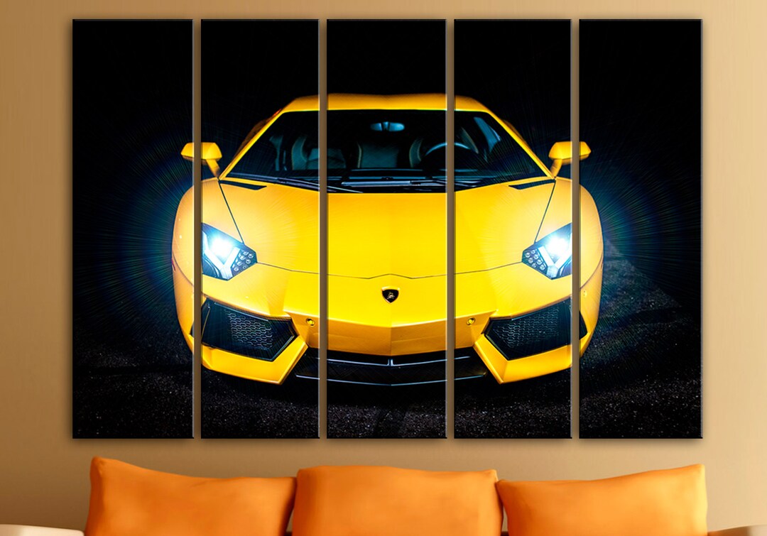 Lamborghini Wall Art Yellow Lamborghini Canvas Lamborghini Decor Canvas ...