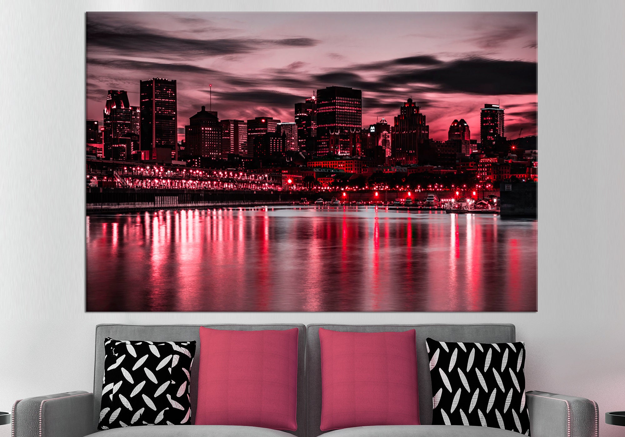 Red Night City Art Red Night City Wall Art Red Night Decor Red Night ...