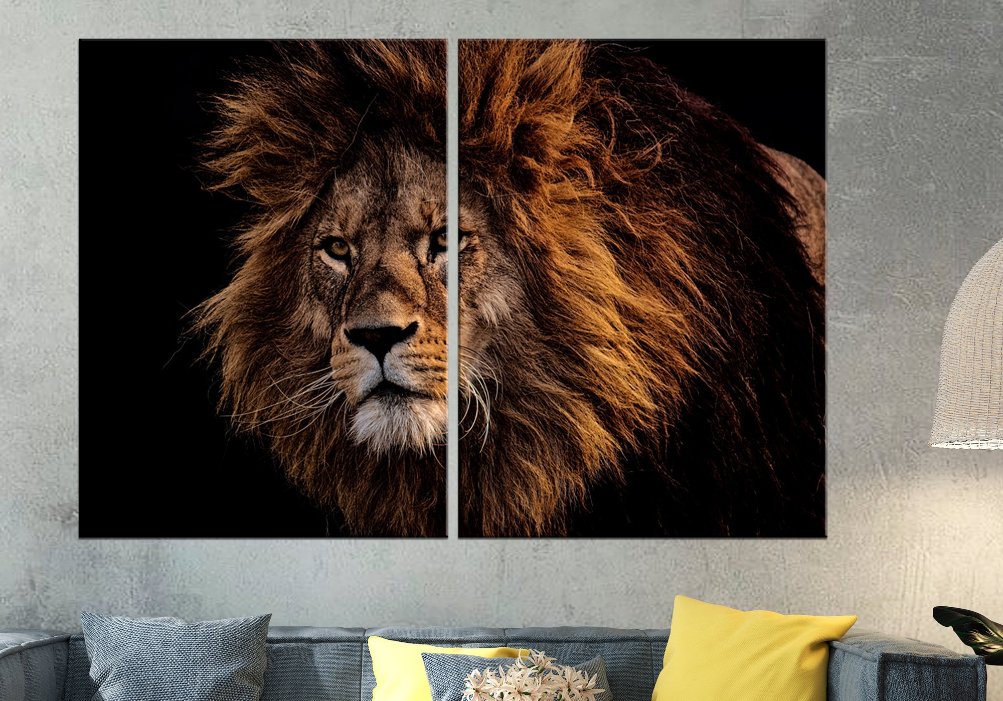 Lion Wall Decor Hairy Lion Canvas Lion Wall Art Lion King Wall - Etsy