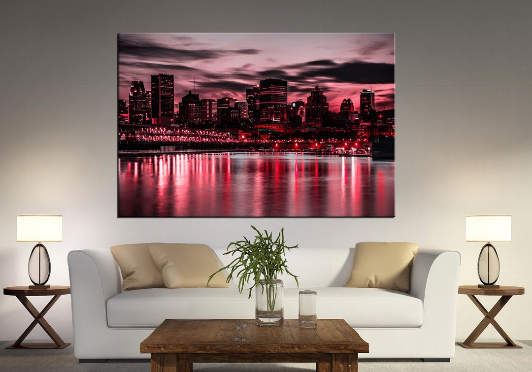 Red Night City Art Red Night City Wall Art Red Night Decor Red - Etsy