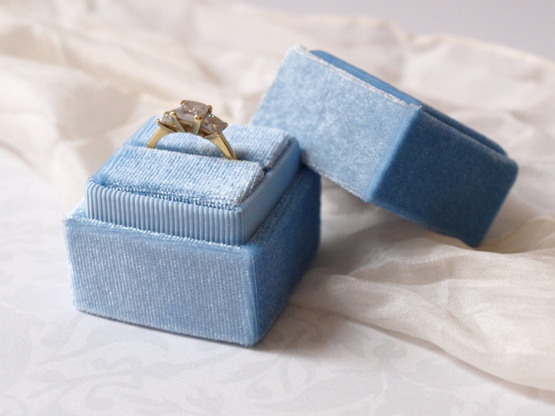 Luxury Blue Velvet Ring Box for a Special Ring - 8 Colours - Engagement ...