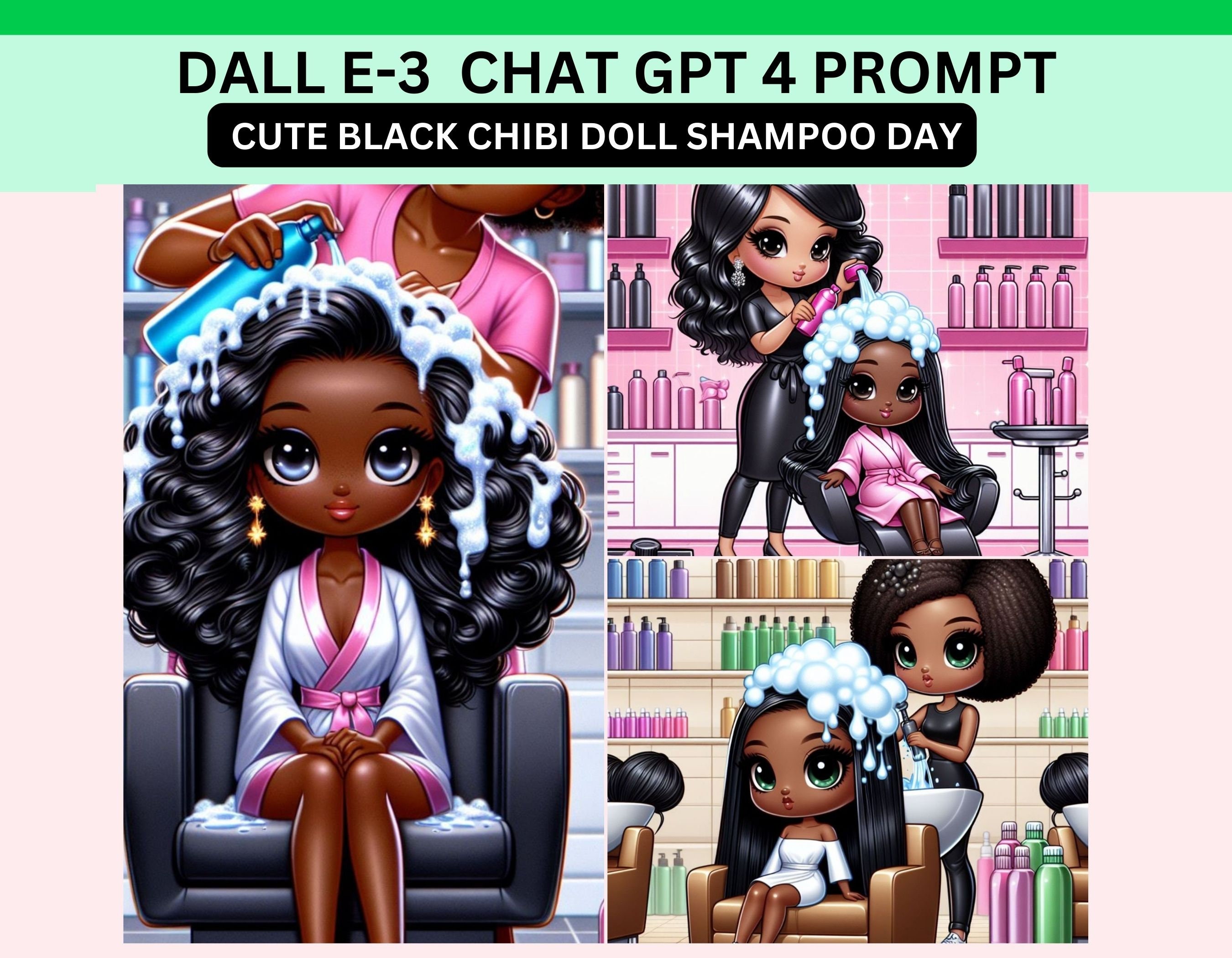 Chatgpt & Dall-e3 Prompt Guide Chibi Dolls Salon Clipart Prompt Shampoo ...