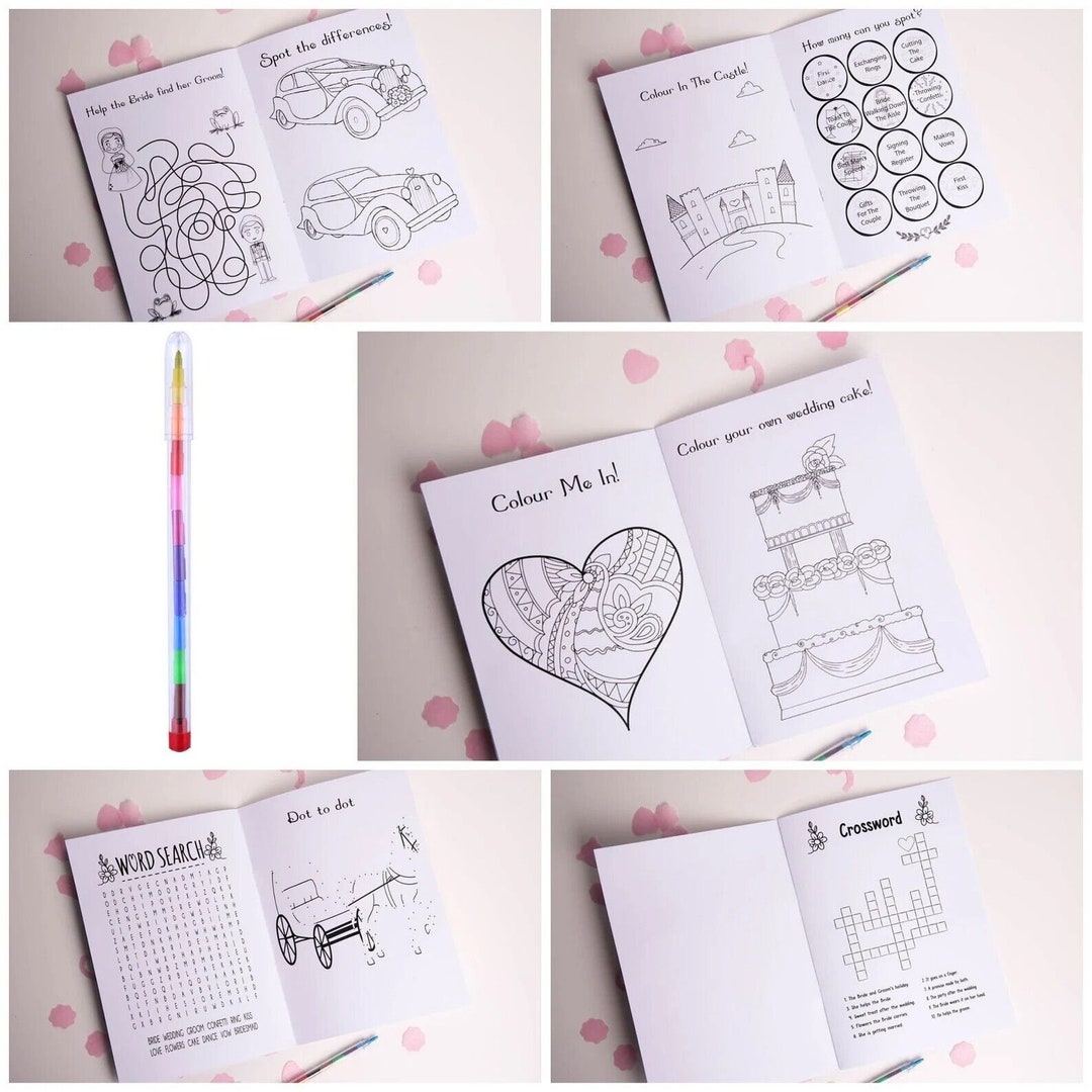 Wedding Activity Booklet, Children's Kid's Favour A5 With Crayon - Etsy