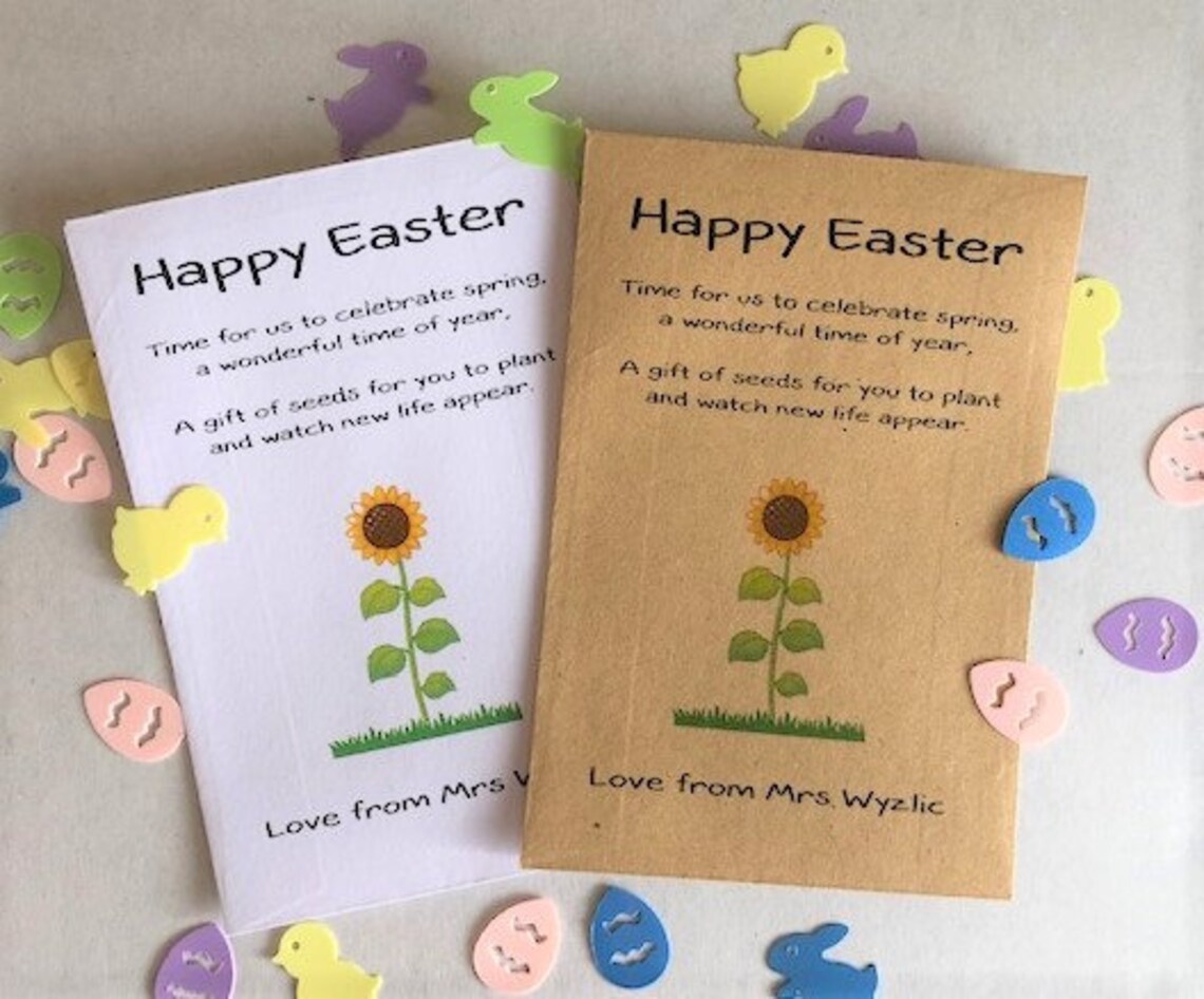 Easter Gift Seed Packet, Personalised - With/without Seeds - 3 Designs ...