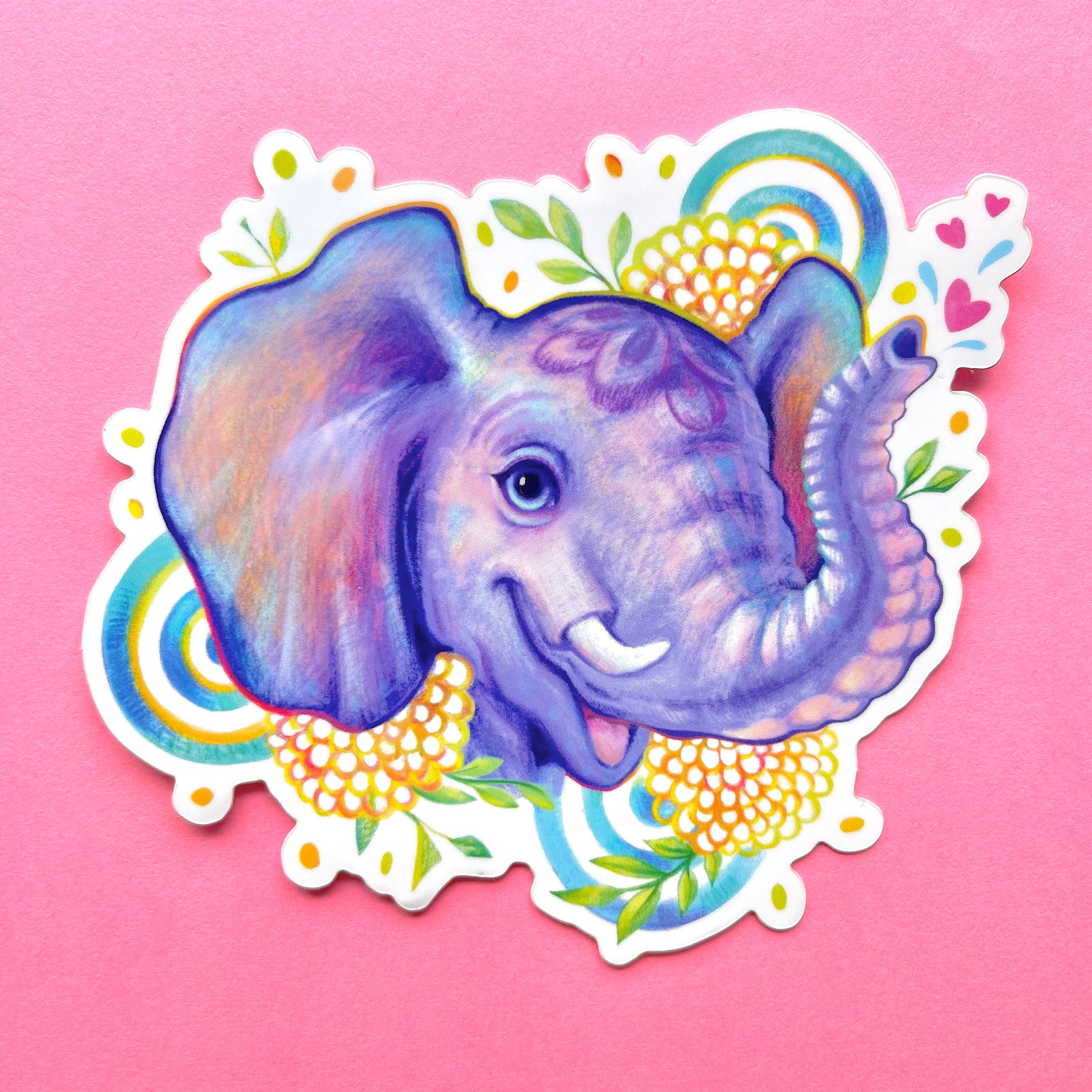 Vinyl Sticker Euphoric Elephant Animal Sticker, Laptop Decal, Custom ...