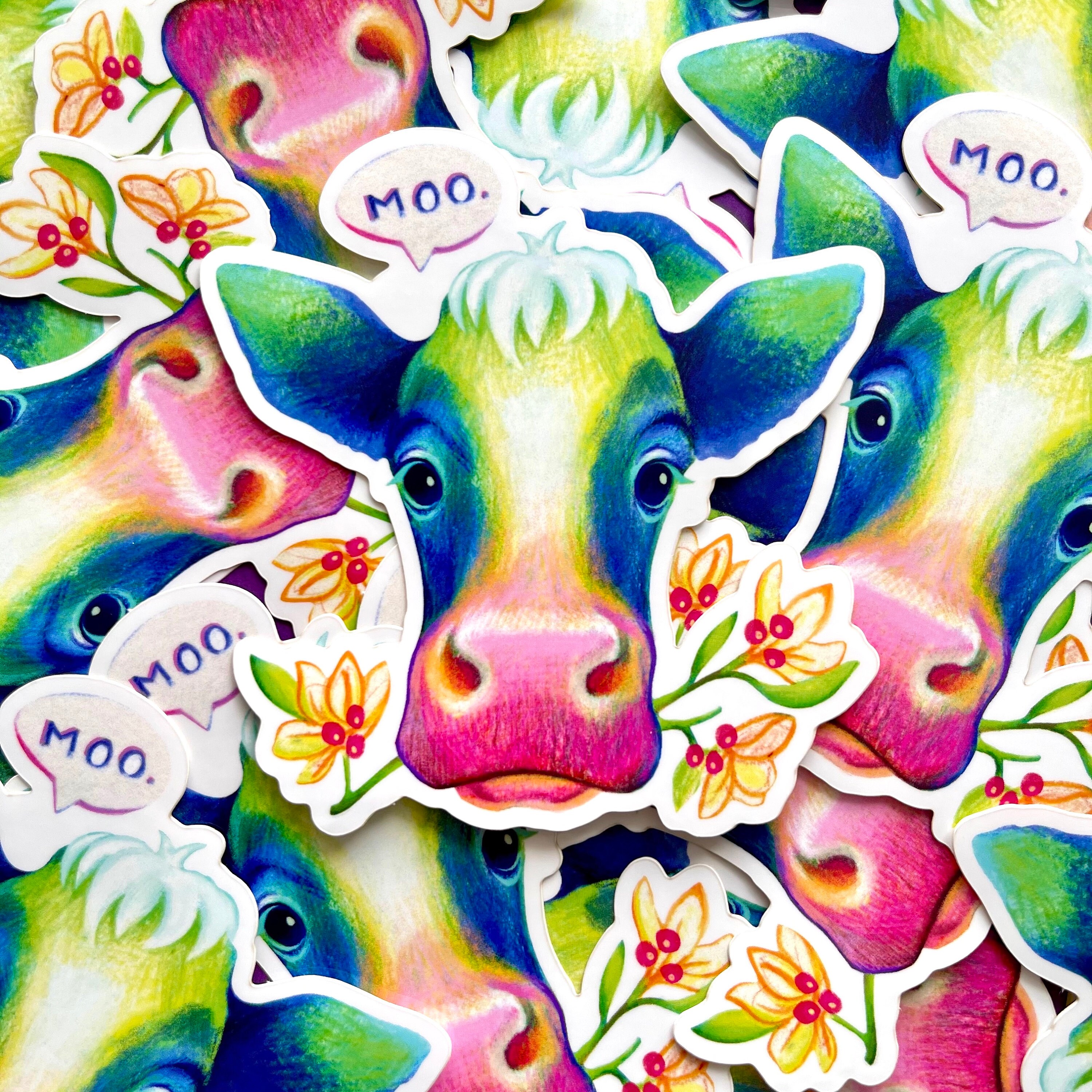 Vinyl Sticker MOO Cow Animal Sticker, Laptop Decal, Custom Stickers ...