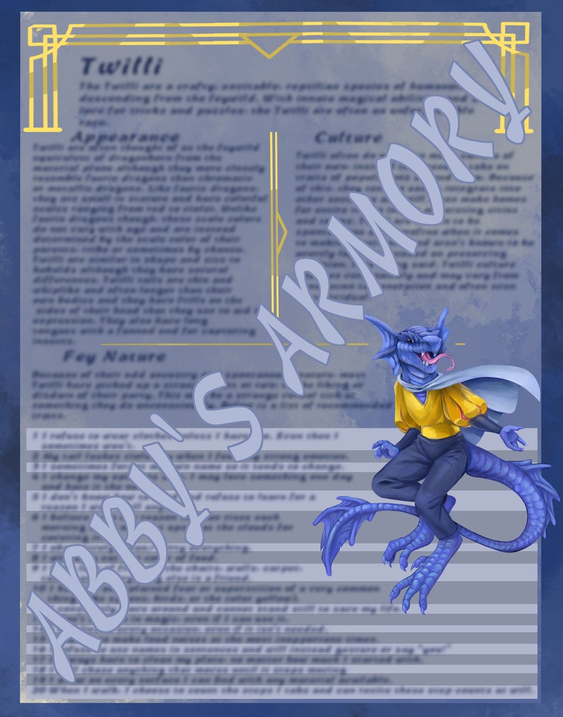 Dnd Homebrew Playable Race- Twilli (humanoid Reptilian Fey) - Etsy