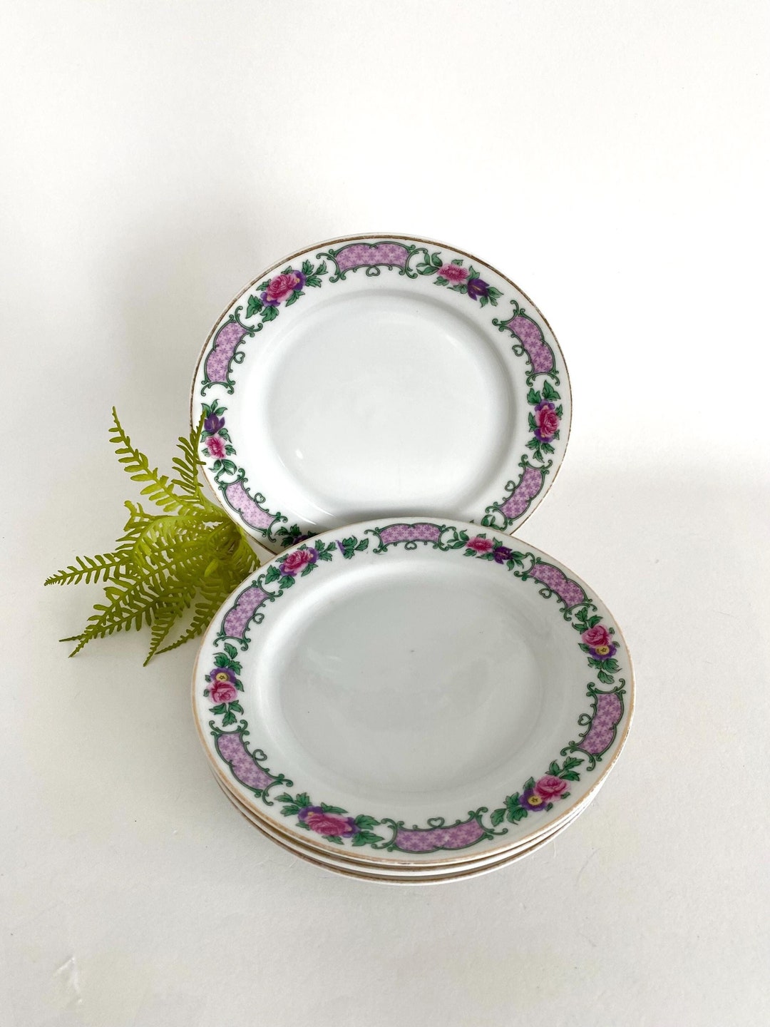 Vintage Heinrich & Co. Porcelain Side Plates, Set of 4, Floral Gold ...