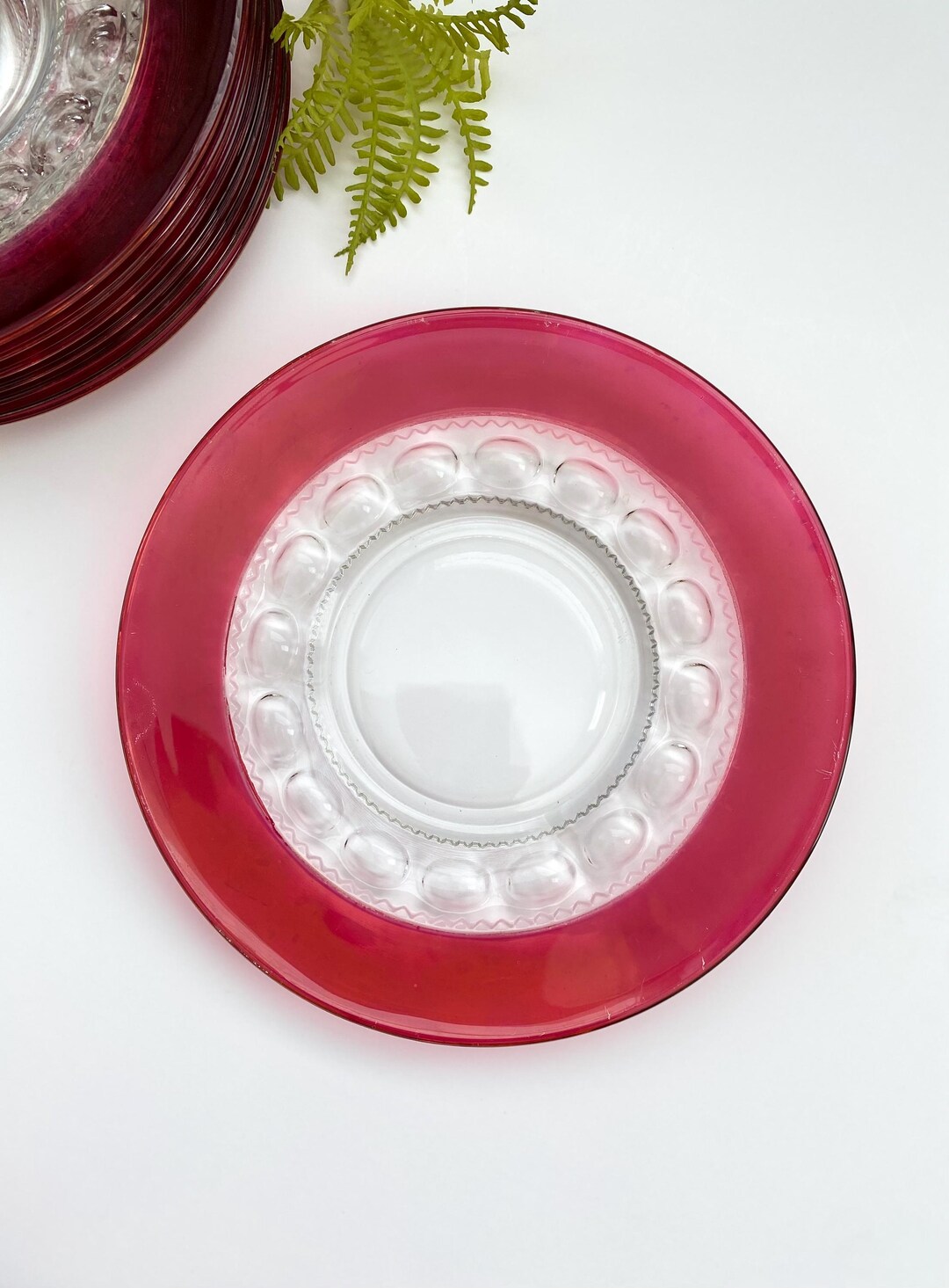 Kings Crown Ruby Flash Plate: Vintage Indiana Glass Salad Plate - Etsy