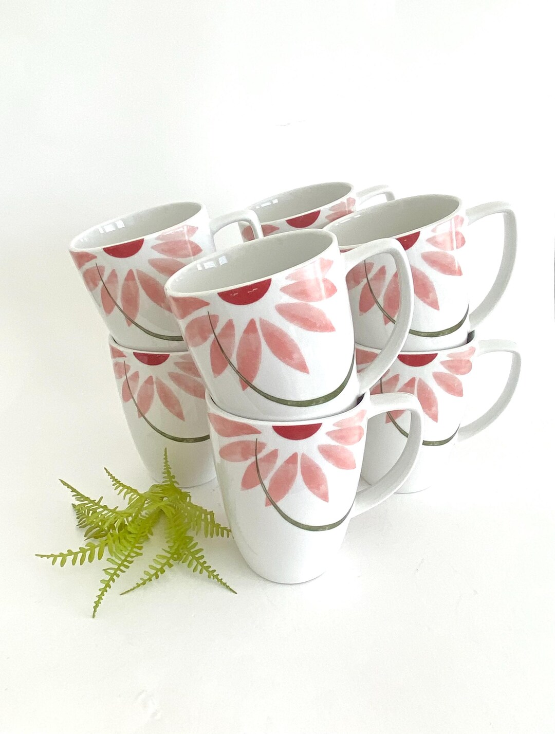 Corelle Coordinates Pretty Pink Porcelain Mugs | Complete Set of Eight ...