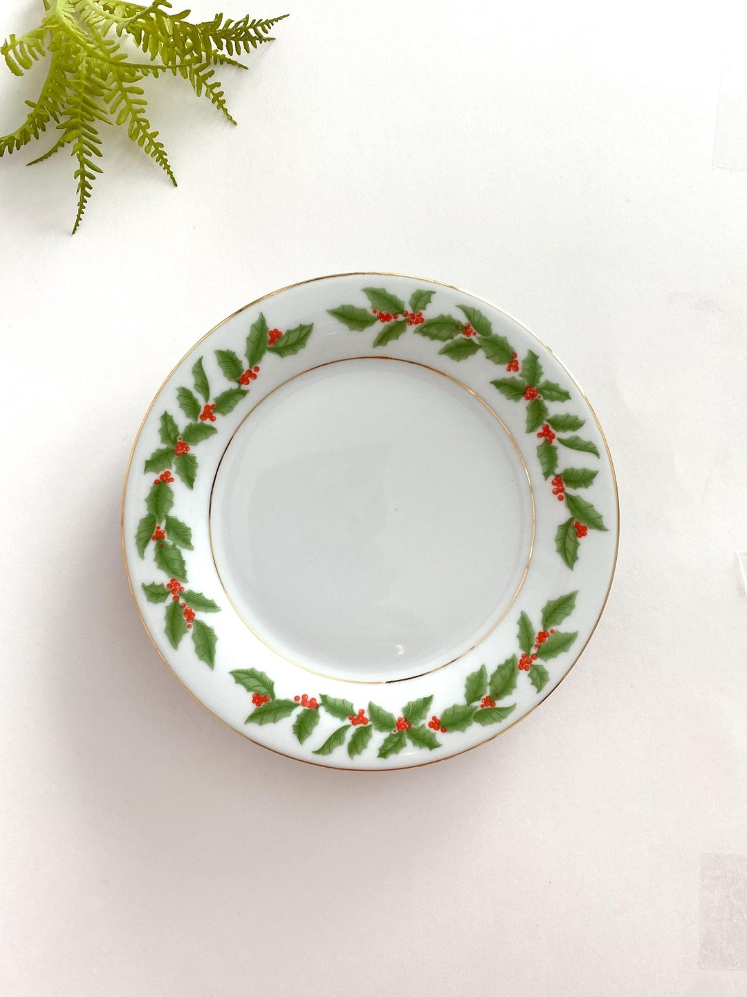 Vintage Crown Ming Holly Salad Plates, Festive Christmas Dinnerware for ...