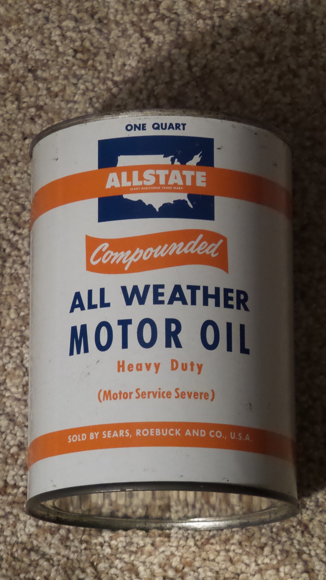 Original ALLSTATE HD One Quart Motor Oil Can Metal Gas Sign - Etsy