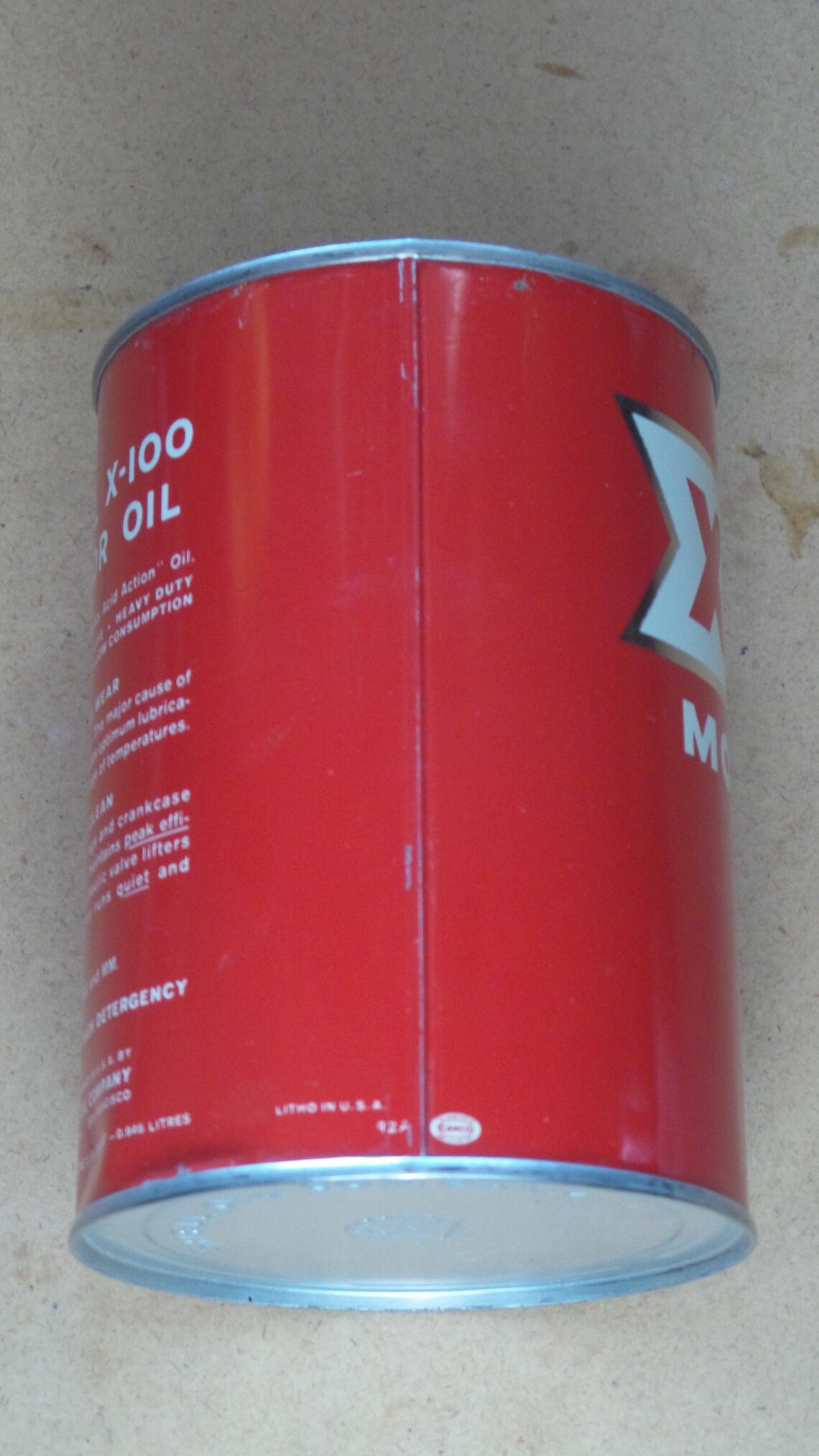 Original Vintage Shell X-100 One Quart Motor Oil Can Metal Gas Sign ...