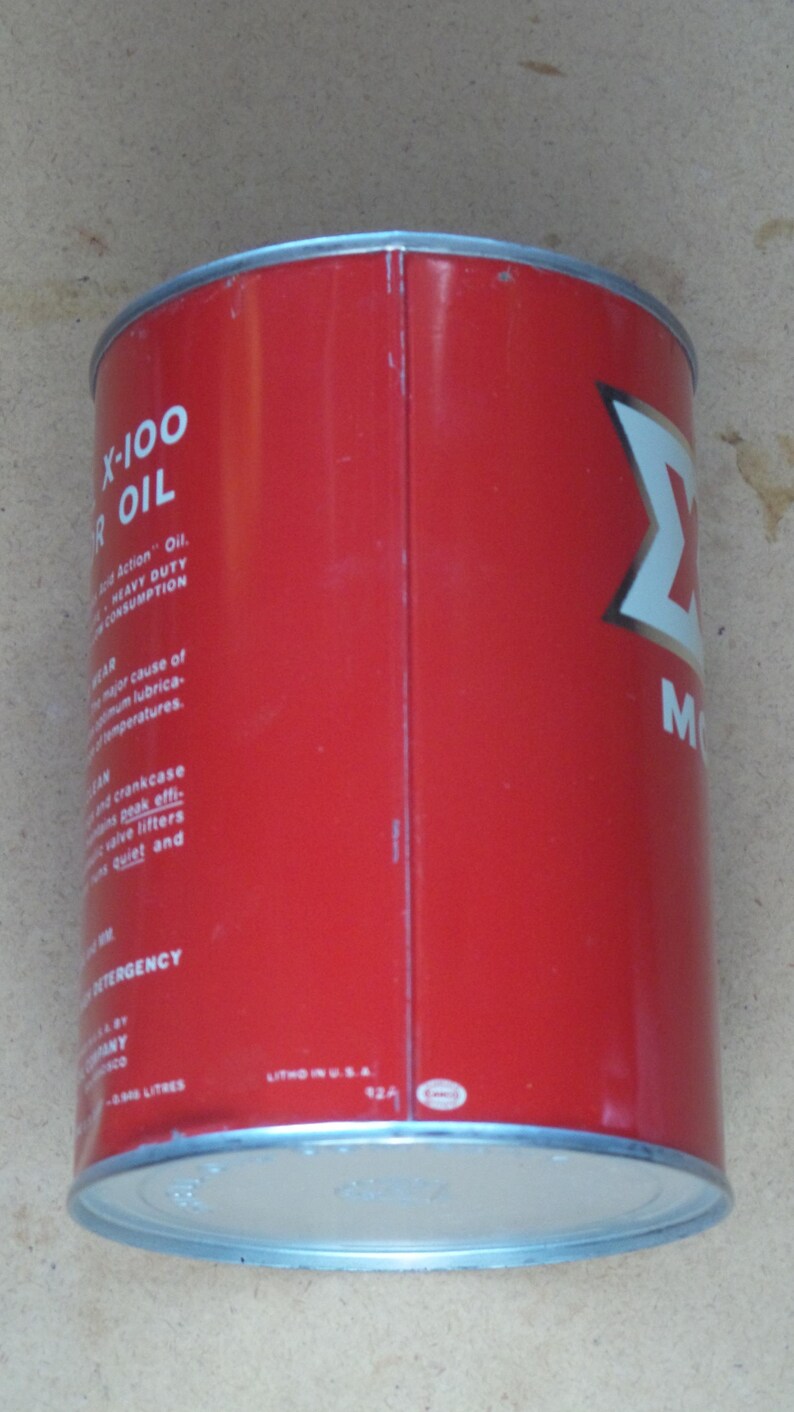 Original Vintage Shell X-100 One Quart Motor Oil Can Metal Gas Sign ...