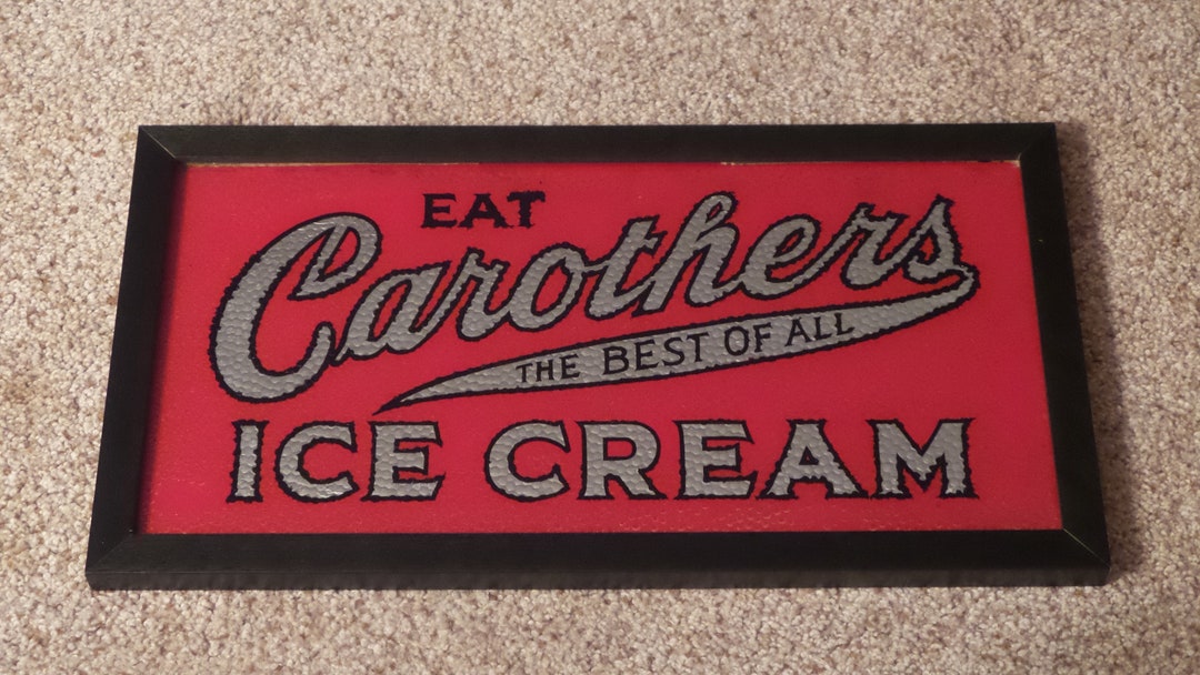 Carothers Reverse Painted Glass Ice Cream Sign "the Kemper Thomas ...