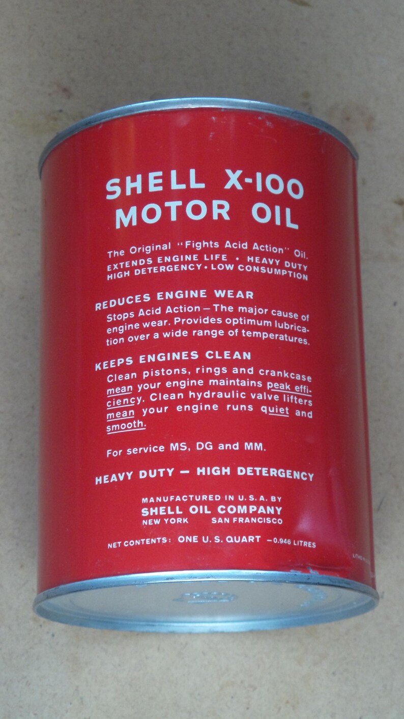 Original Vintage Shell X-100 One Quart Motor Oil Can Metal Gas Sign ...