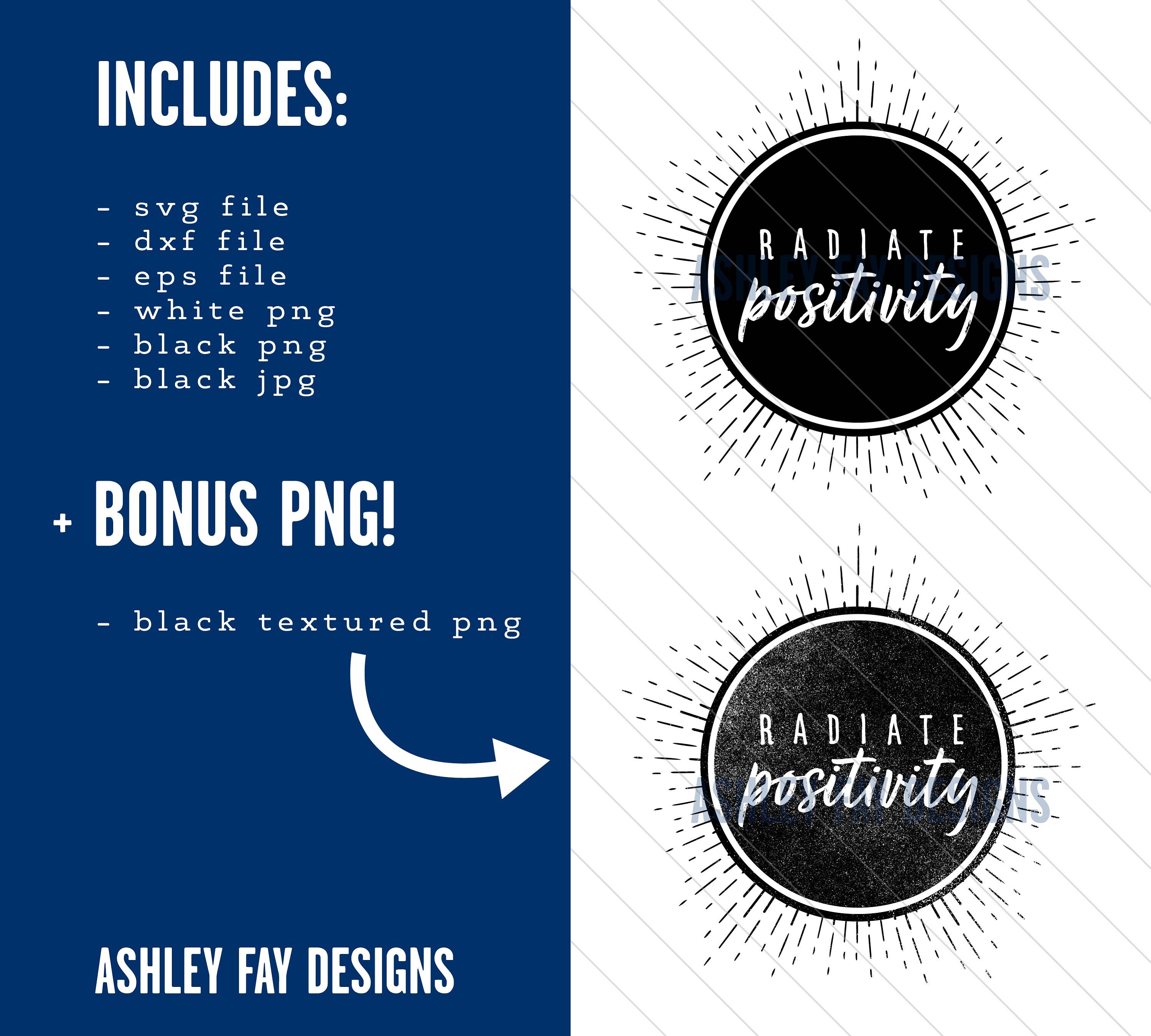 Radiate Positivity Svg Dfx Png Jpg Inspirational Good Vibes With Bonus ...