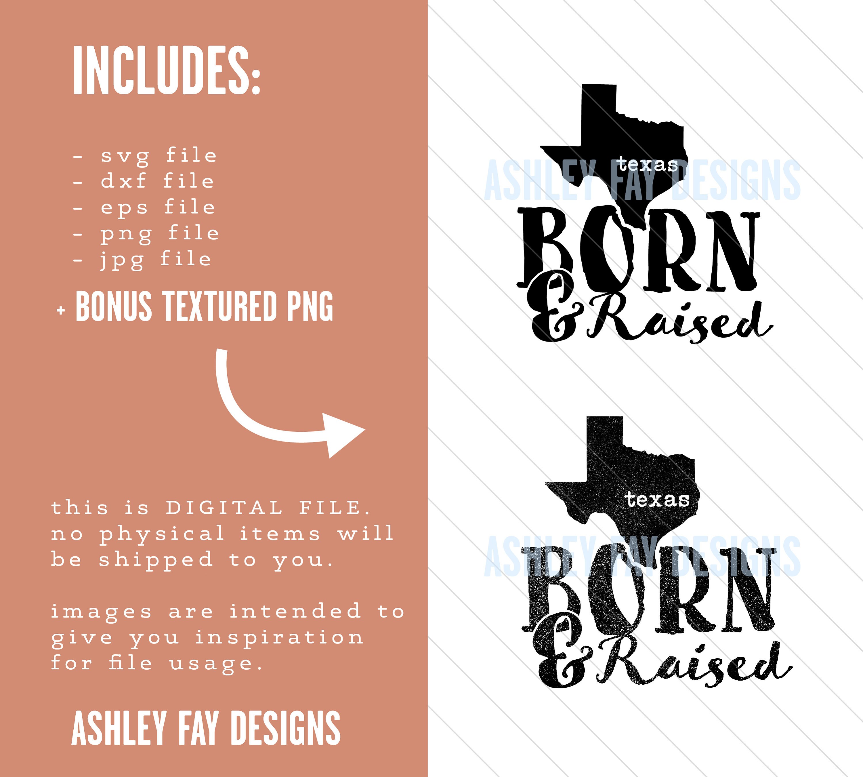 Texas Born and Raised SVG PNG JPG With Bonus Textured Png Design ...