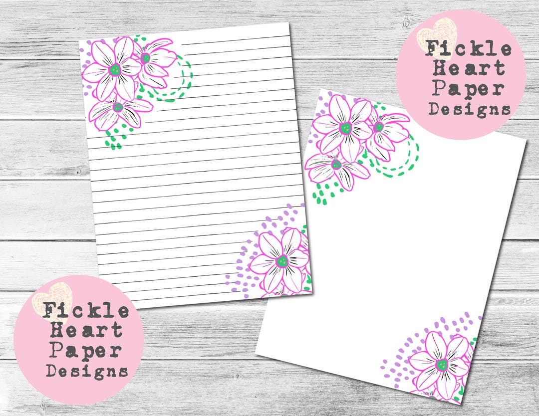 Cute Flower Lined Paper. Printable Lined Paper. Letter Writing. Cute ...