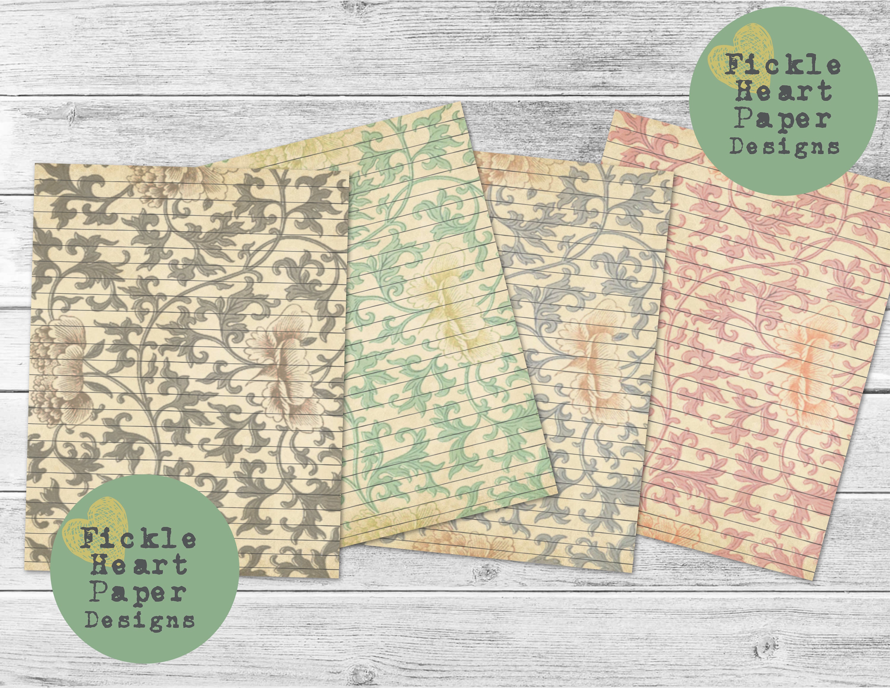 Medieval Pattern Lined Paper. Printable Lined Paper. Mixed Paper ...