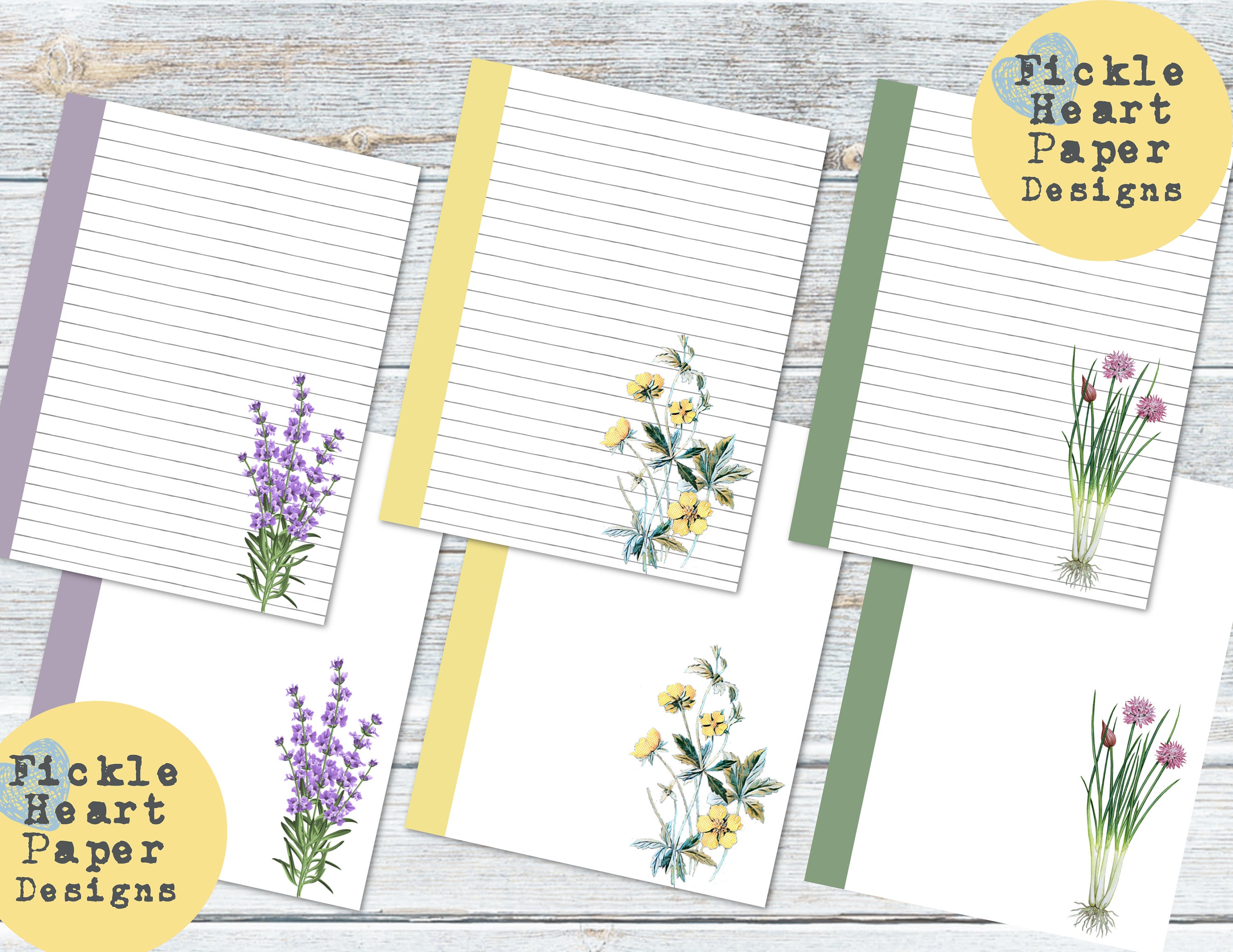 Vintage Flowers Lined Paper. Printable Lined Paper. Letter Writing ...