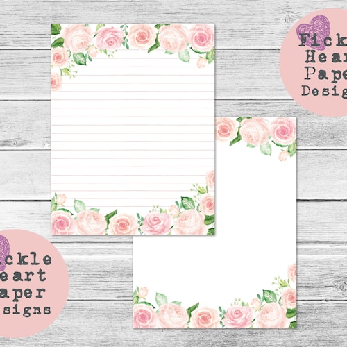 Floral Lined Paper. Printable Lined Paper. Letter Writing. - Etsy