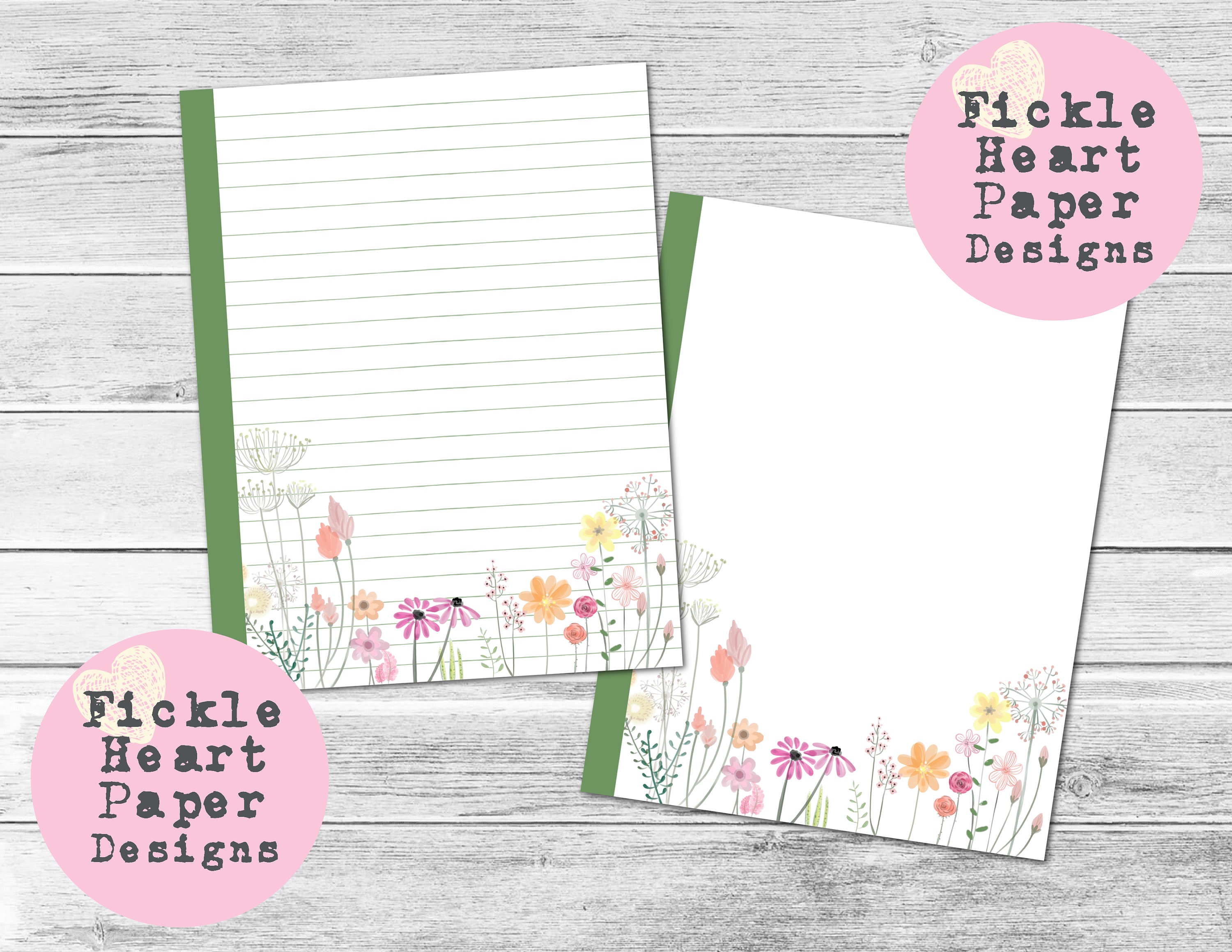 Floral Lined Paper. Printable Lined Paper. Letter Writing. Pretty ...
