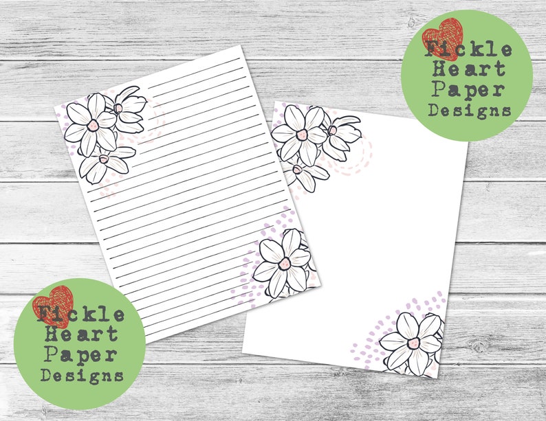 Cute Flower Lined Paper. Printable Lined Paper. Letter Writing. Cute ...