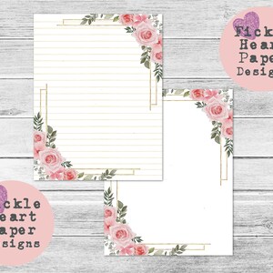 Floral Lined Paper. Printable Lined Paper. Letter Writing. | Etsy
