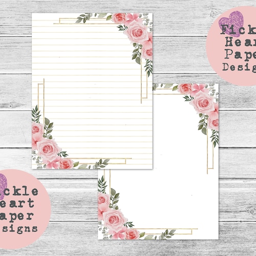 Floral Lined Paper. Printable Lined Paper. Letter Writing. - Etsy